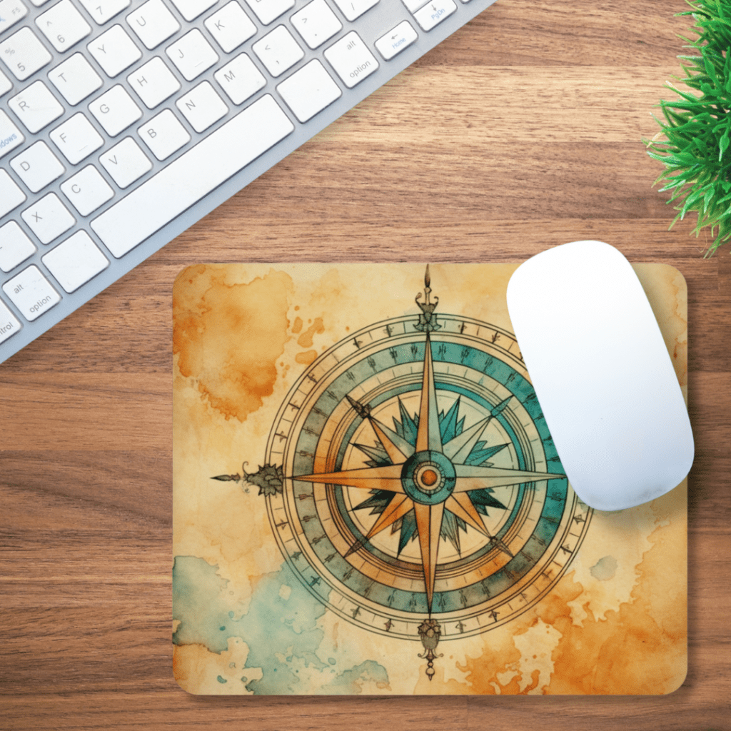 Vintage Compass Mouse Pad - Mandy Travels The World