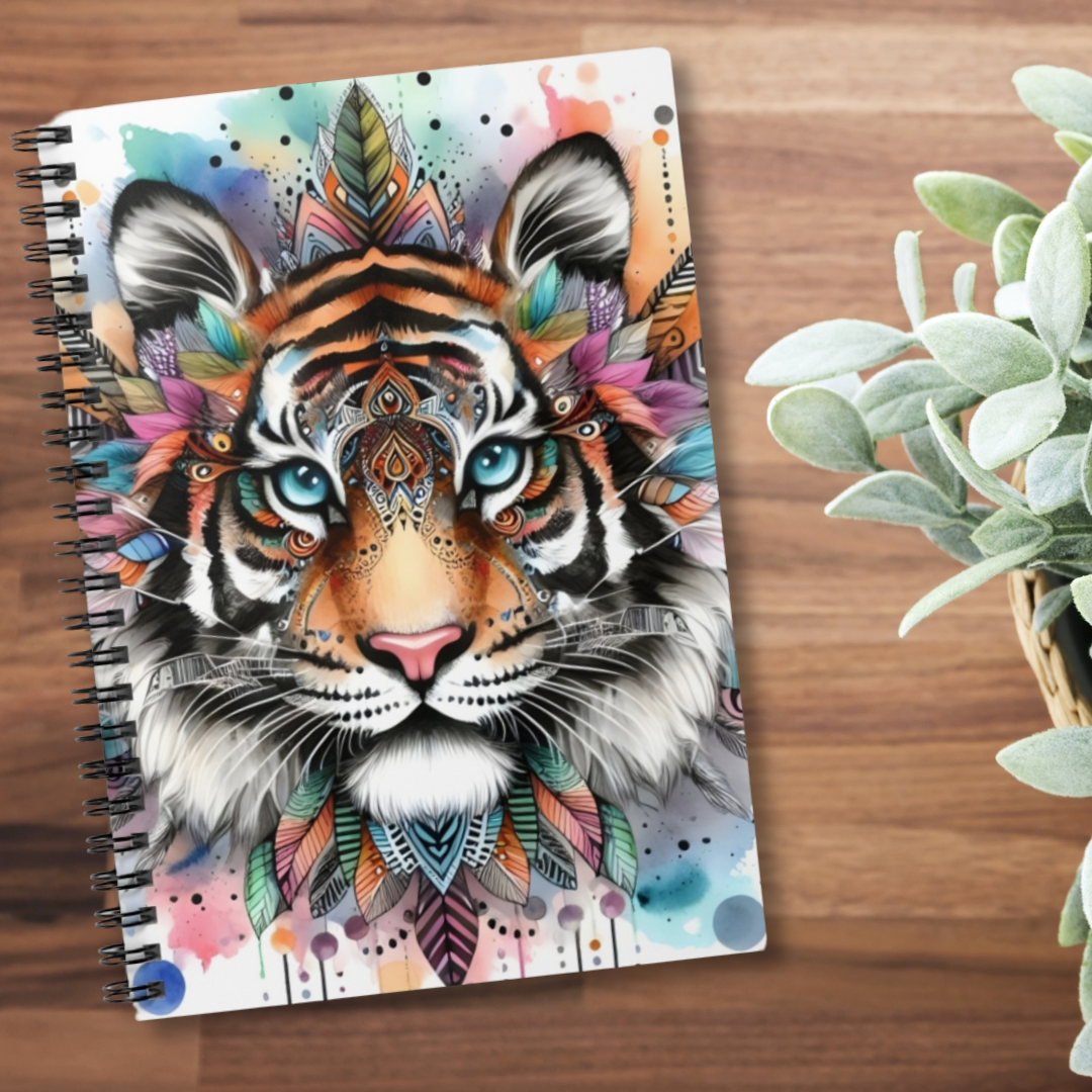 Tribal Tiger Journal Spiral Notebook - Ruled Line - Mandy Travels The World